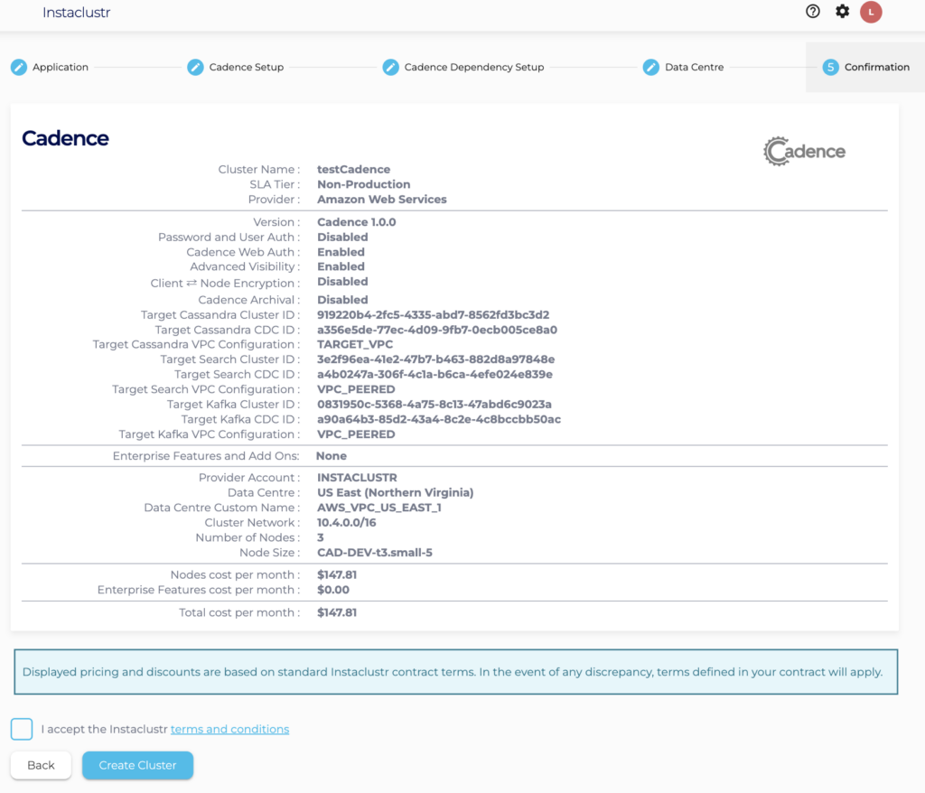 Create an Advanced Visibility Cadence Cluster | Instaclustr