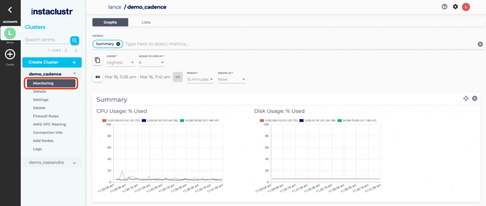 Cadence Accessing Monitoring Information - Instaclustr