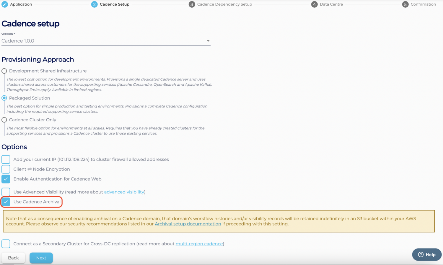 Configuring Clusters to Use Cadence Archival | Instaclustr