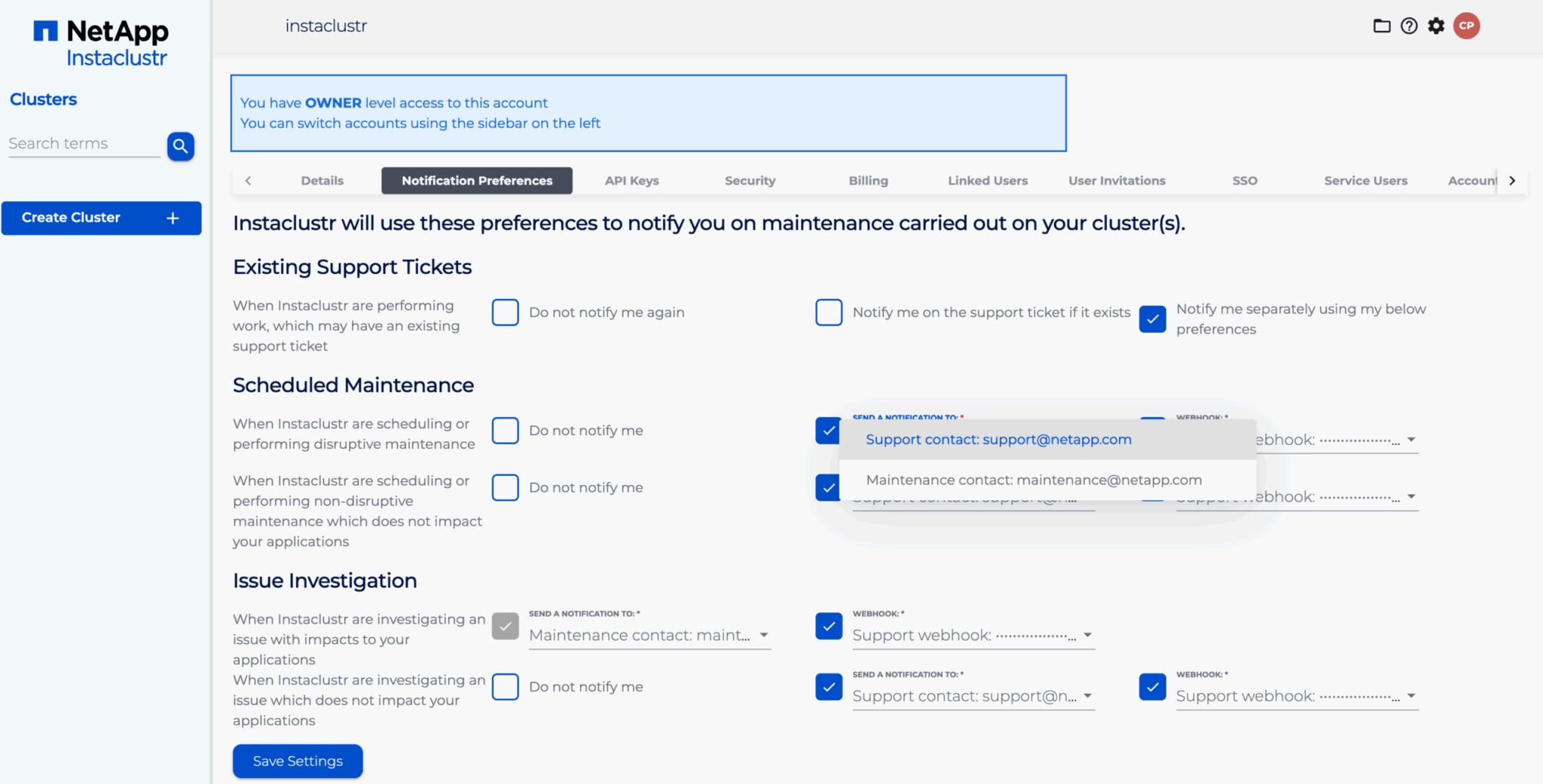 Setting Account Preferences for Maintenance Event Notifications ...