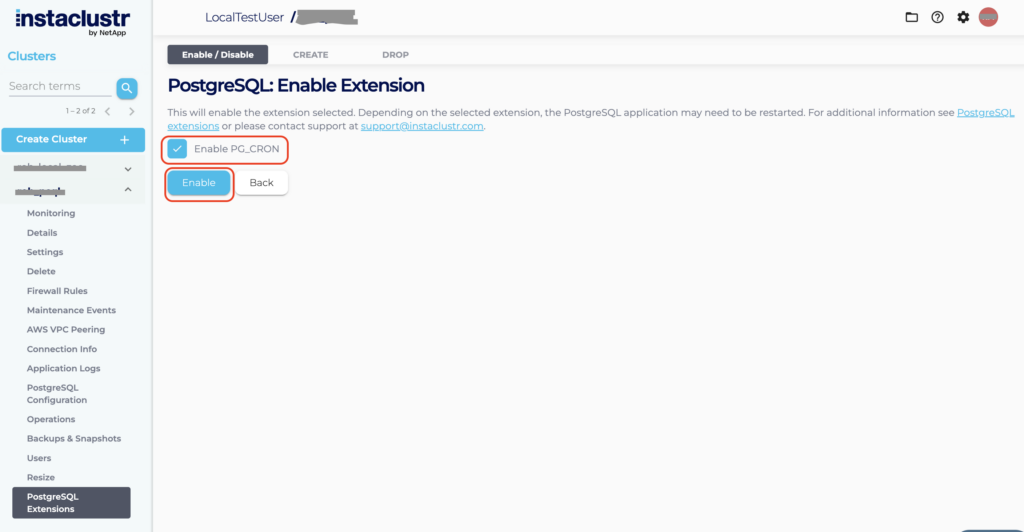 Enable or disable a PostgreSQL extension - Instaclustr Enable or disable a PostgreSQL extension - Instaclustr