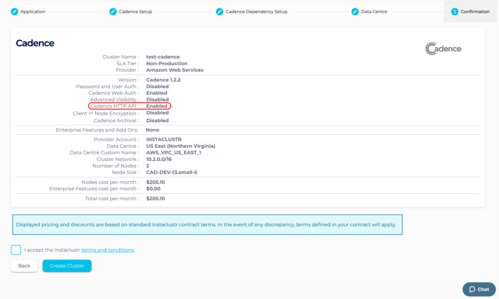 Creating a Cadence Cluster with HTTP API - Instaclustr