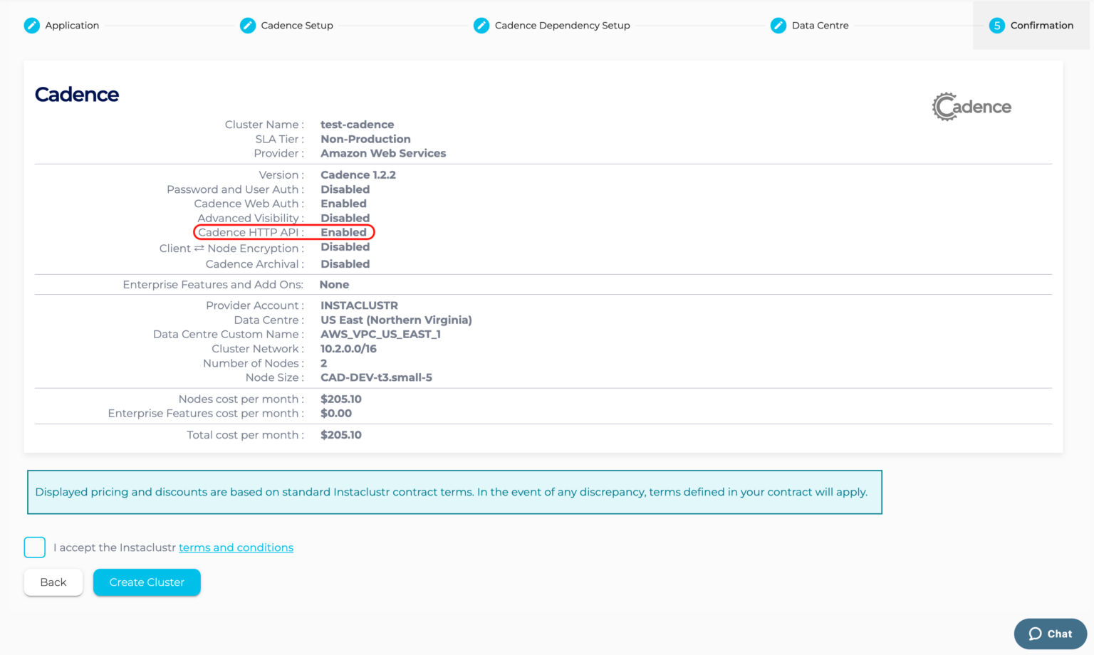 Creating a Cadence Cluster with HTTP API - Instaclustr