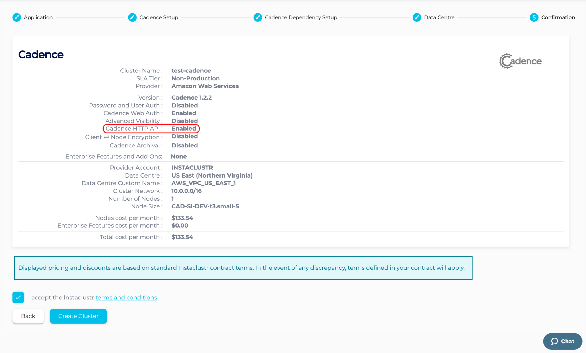 Creating a Cadence Cluster with HTTP API - Instaclustr
