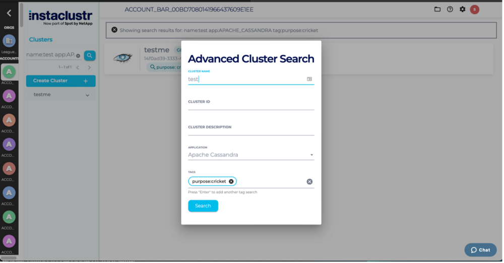 Feature Update: Account Search - Instaclustr